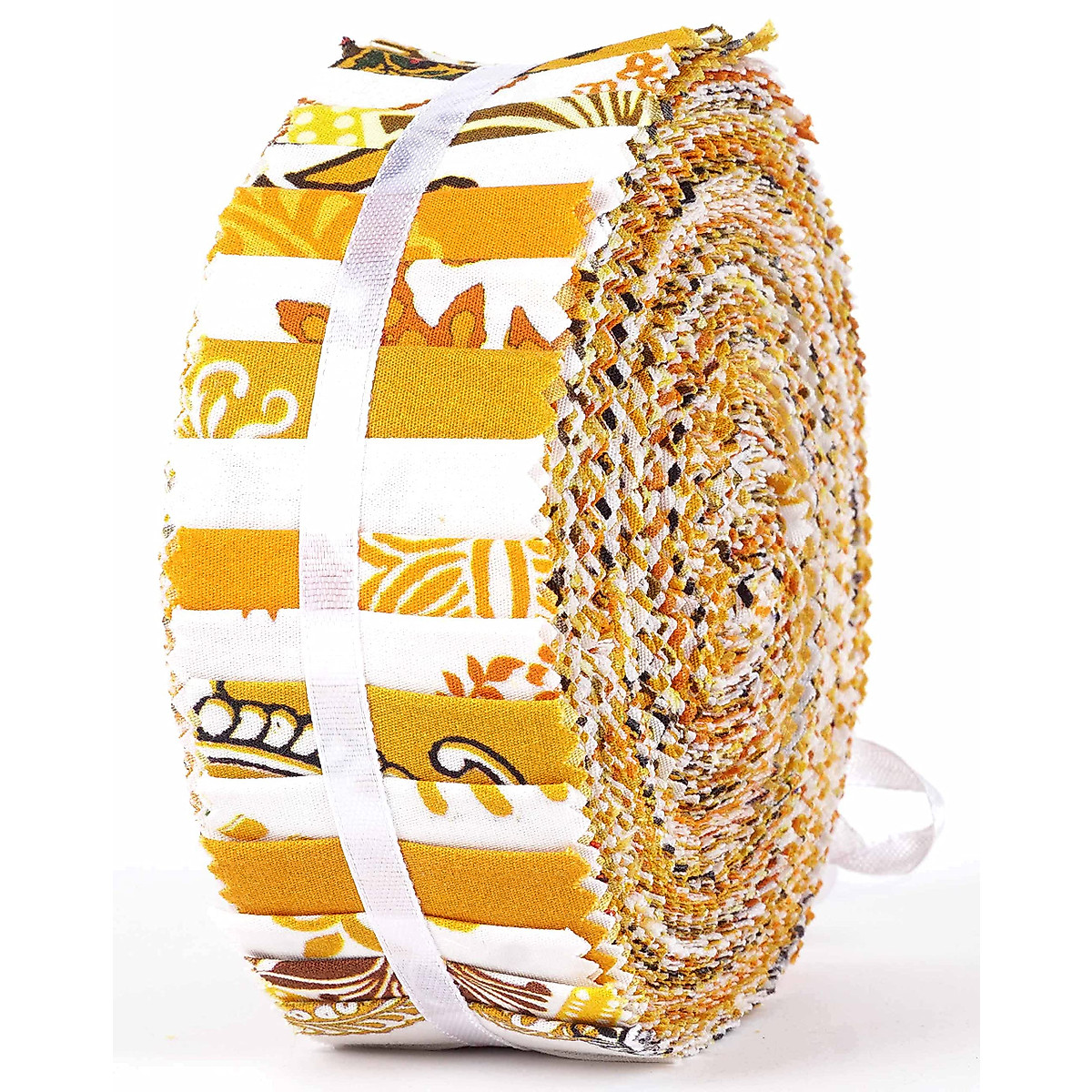 Soimoi 40Pcs Paisleys Print Precut Fabrics Strips Roll Up 1.5 inches Cotton Jelly Rolls for Quilting - Orange