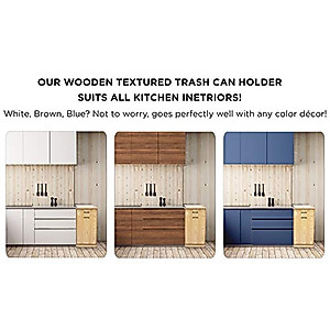 Tilt Out Trash Bin Cabinet Tilt Out Trash Can Cabinet Hide Away Kitchen Island Wooden Trash Can for Kitchen with Removable Cutting Board Wood Storage Drawer Indoor Trash Cabinet Holds Upto 10 Gallons