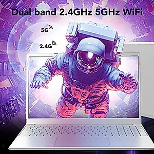Jectse 15.6in Laptop, 12GB RAM 512GB ROM, Quad Core for Intel N5105 CPU Notebook Computer with Fingerprint Reader and Backlit Keypad, 2K HD IPS Screen, 7000mAh for Windows 10, Silver