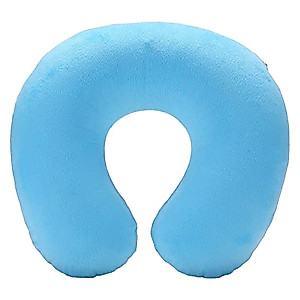 Inflatable Travel Neck Pillow for Airplane U-Shaped Neck Cushion Plush Fabric Headrest Sleep Office Napping Pillow Orange