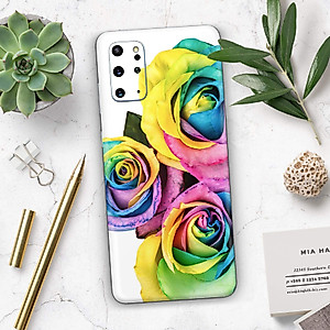 DesignSkinz Rainbow Dyed Roses Protective Vinyl Decal Wrap Skin Cover Compatible with The Samsung Galaxy S20 (Screen Trim & Back Glass Skin)