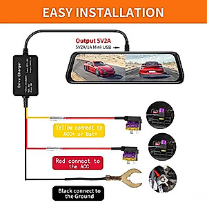 Weojeviy Dash Cam Power Cord Dash Cam Kit, USB Cable 3.2M, for Dash Camera Dash Cam Power Adapter for Dash Cam, Mirror Cam, GPS Navigator And Radar Detector Etc(MINI)