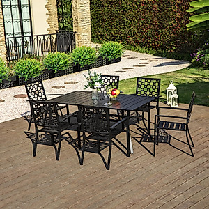 MEOOEM Outdoor Dining Chairs Set of 2, Stackable Patio Chairs Black Wrought Iron All Weather Seating for Bistro Garden Porch Backyard