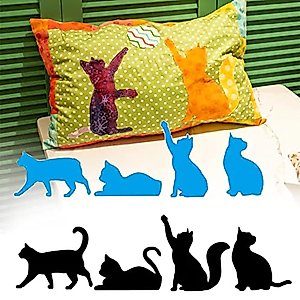 Cute Cat Pattern Sewing Template for Creating Chic Quilt Designs Clear Cat Shape Acrylic Quilting Templates Ruler Reusable DIY Quilting Supplies Sewing Accessories (B Middle)