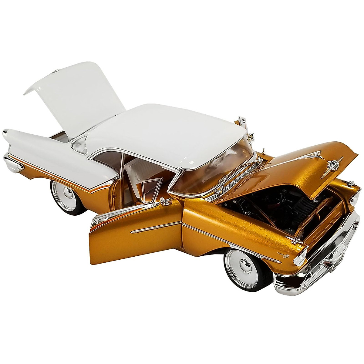 1957 Super 88 Gold Metallic and White Southern Kings Customs Limited Edition to 250 Pieces Worldwide 1/18 Diecast Model Car by Acme A1808006