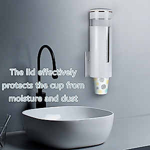 Cup Dispenser, Wall Mount Water Cooler Cup Dispenser fits 4-7 oz Disposable Paper and Plastic Cups, Pull Type Cup Holder for Bathroom, Office, Break Room, Gym, White