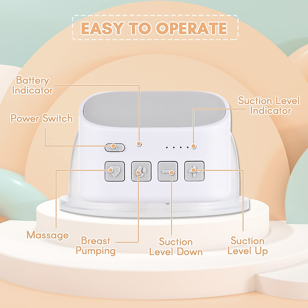 Putybudy S9 Double Wearable Electric Breast Pump, Low Noise/Invisible/Painless Hands Free, 2 Modes & 5 Levels Suction Adjustable & 180ml Collector, Portable for Mom Breastfeeding Anytime, 24MM/Gray