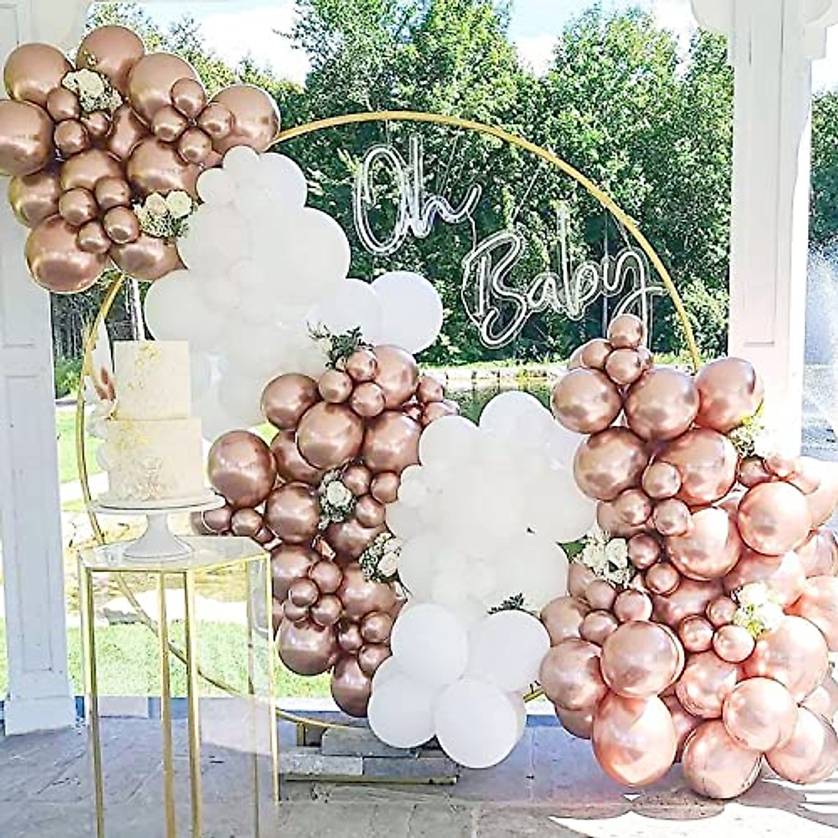 Chrome Metallic Rose Gold Balloons for Party 50 pcs 12 inch Thick Latex Balloons for Rose Gold Baby Bridal Shower Birthday Party Decorations