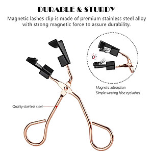 INDKOPVA Magnetic Eyelashes Applicator Helper Tool, Magnetic False Eyelashes Clip, Easily Apply Magnetic Eyelash Curler Partner Without Eyeliner (Gold)