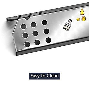 Hongso 14 7/8" Stainless Steel Heat Plates Tent Shield Replacement Parts for Master Forge 1010037 Gas Grill Model, 3 1/4" Wide Burner Covers Flavorizer Bars, 4-Pack, SPZ3714