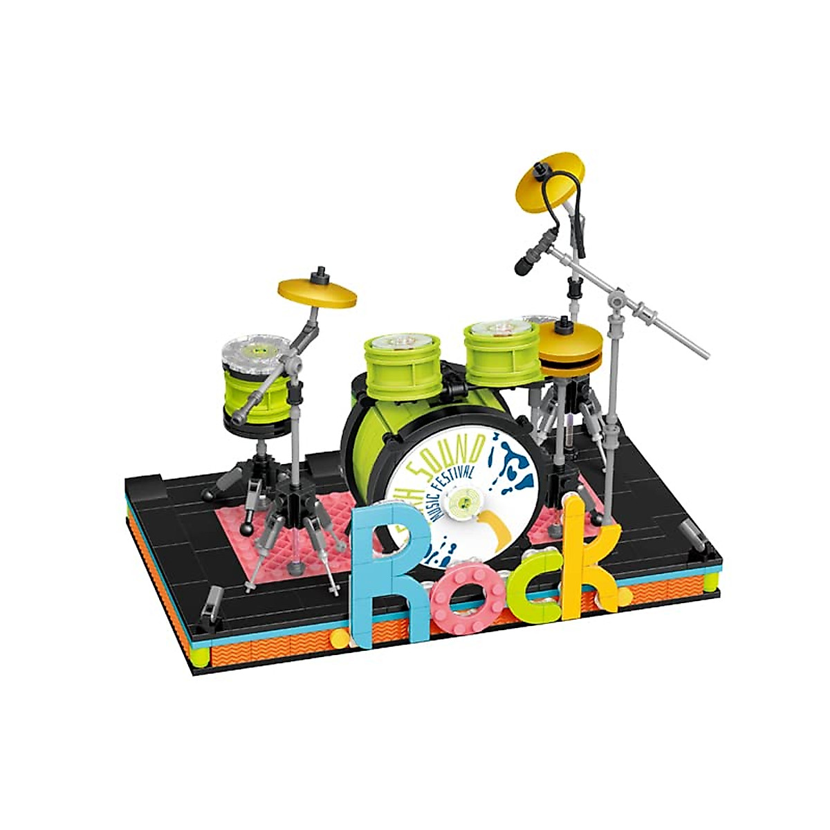 BDYDT Mini Blocks Music Stage Model Set,with Keyboard, Drums, Microphone, Guitar and Bass (1134Pieces) -Building Toys Gifts for Kid