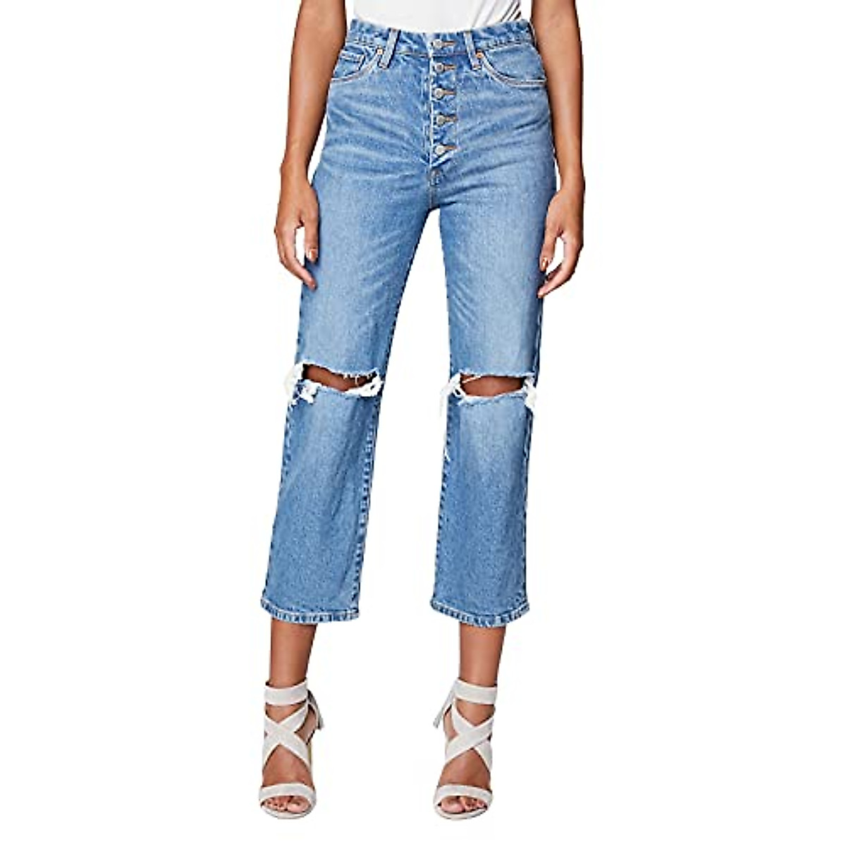 [BLANKNYC] Womens Luxury Clothing Ribcage Straight Leg Denim Jean Pants, The Baxter, Higher Power, 25