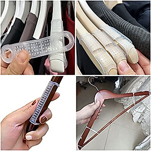 Clothing Hanger Strips ITROLLE 50PCS Clear Non-Slip Rubber Clothing Hanger Grips for Wood and Plastic Hangers Transparent Silicone Grip