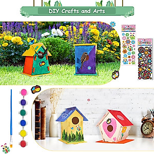 ILHSTY 6 Pack Large DIY Bird Houses Kits for Kids, Kids Crafts Wood Houses for Crafts Class Parties, DIY Crafts and Art Birdhouse Kits for Children to Build & Paint (6)