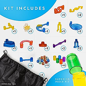 NATIONAL GEOGRAPHIC Glowing Marble Run – 80 Piece Construction Set with 15 Glow in the Dark Glass Marbles & Mesh Storage Bag, Educational STEM Toy, an AMAZON EXCLUSIVE Science Kit