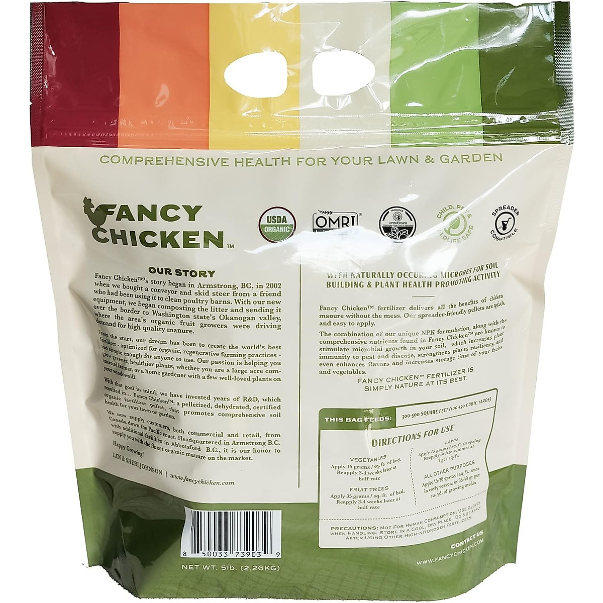 Fancy Chicken All-Purpose Manure - 5lbs Pelleted Dried Organic Chicken Manure | All-Natural Plant Food | Ideal for Vegetables Plants Fruits Trees Lawn Gardening & Farming | USDA Organic