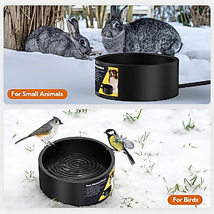 Yicostar Heated Water Bowl for Dogs & Cats, Waterproof Heated Dog Bowl with Chew Resistant Cord, Large Heated Pet Bowl, Provide Warmable Water for Dogs, Cats, Chicken, Birds in Winter 3.2L（Black）