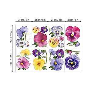 ufengke Pansy Flowers Wall Stickers DIY Floral Wall Decals Art Decor for Kids Girls Bedrooms Living Room
