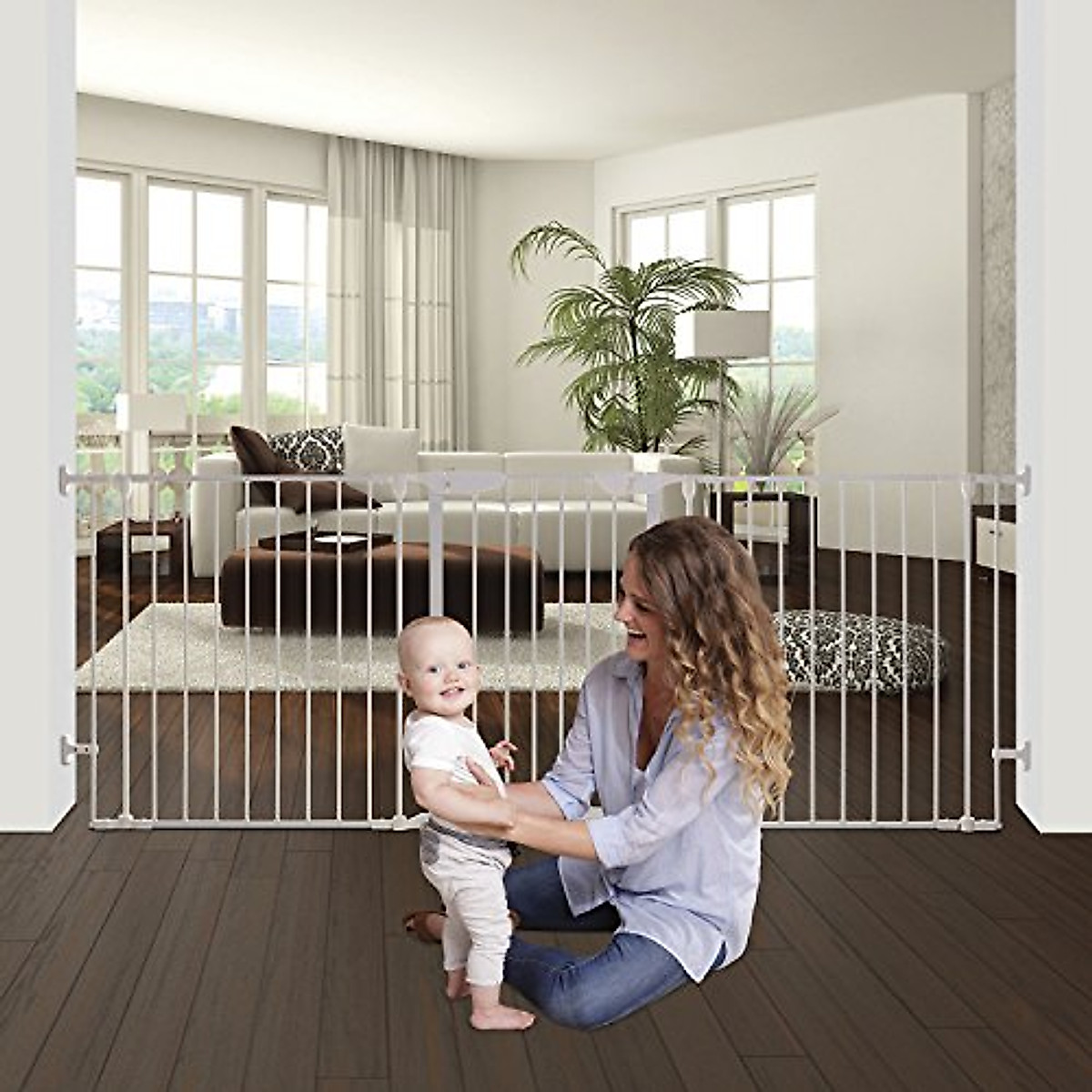 Dreambaby Newport Adapta Baby Gate - Use at Top or Bottom of Stairs - for Straight, Angled or Irregular Shaped Openings (White)