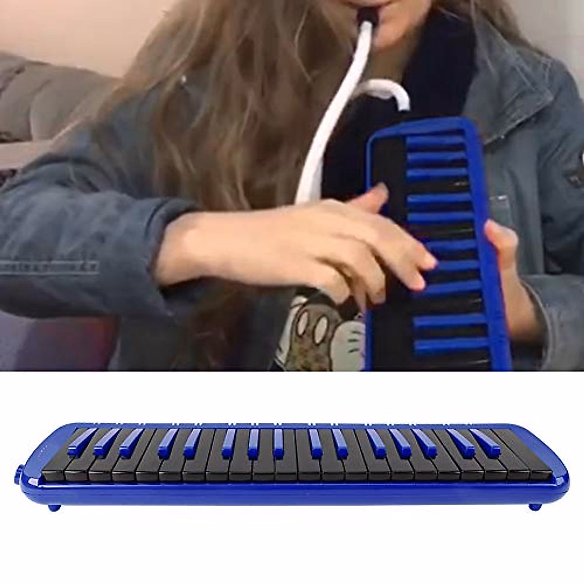 F-37s Melodica 37 Key with Mouthpiece Air Piano Keyboard Wind Musical Instrument Suitable for Beginner Practice + Bag F-37s(blue)