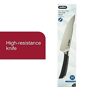 Zyliss Comfort Pro Chef's Knife - Ice Hardened Stainless Steel Kitchen Knife - Tarnish-Free and Rust-Resistant Kitchen Cutlery - Black/Stainless Steel - 8 inches