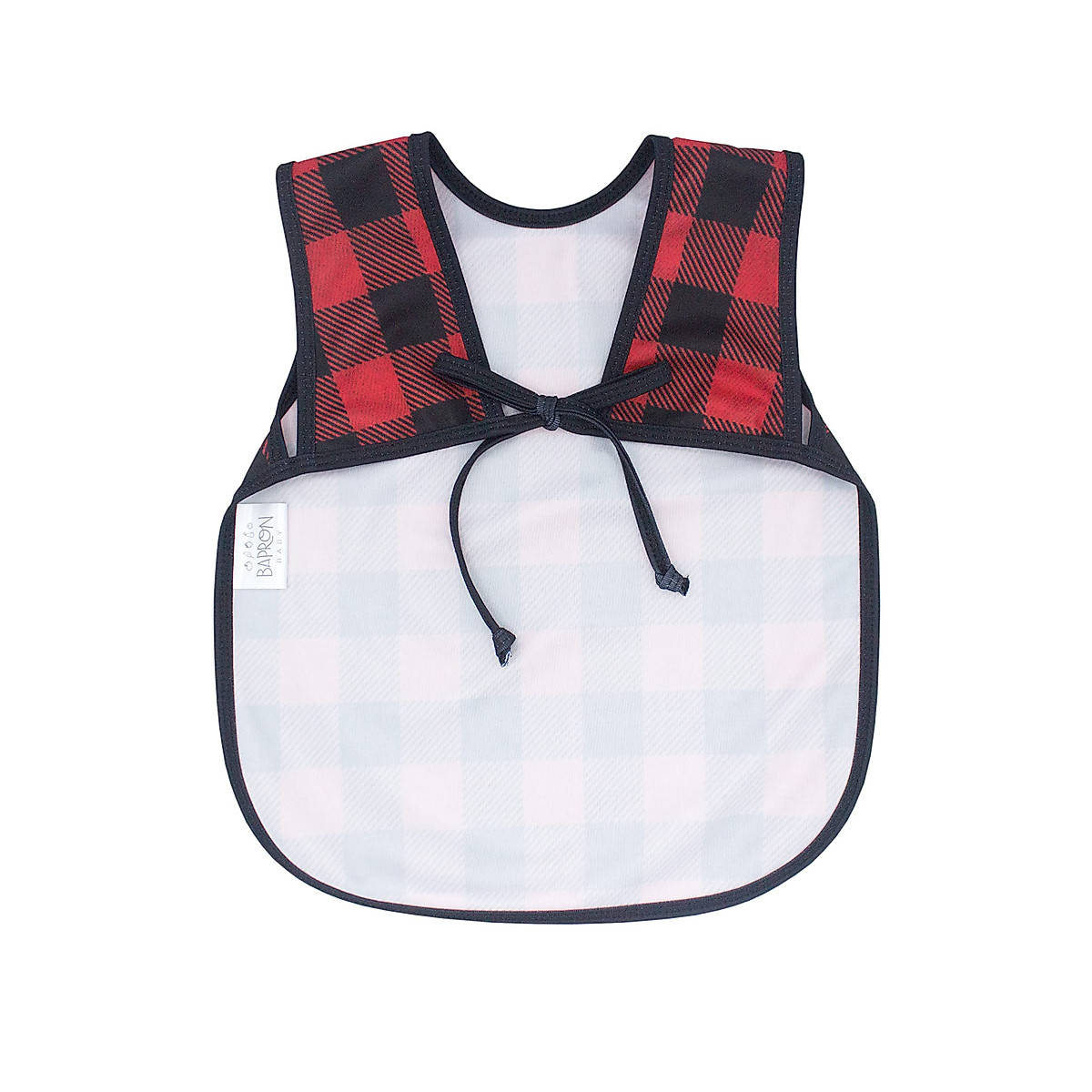 BapronBaby Red Buffalo Plaid Bapron - No Neck Tie Safer Bib for Baby & Toddler - Soft Waterproof Stain Resistant - Machine Washable - Sz Baby/Toddler 6m-3T