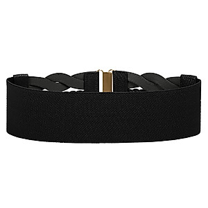 GRACE KARIN 50s Retro Wide Belts Elastic Woven Bohemia Cinch Belts for Women Dresses Black S