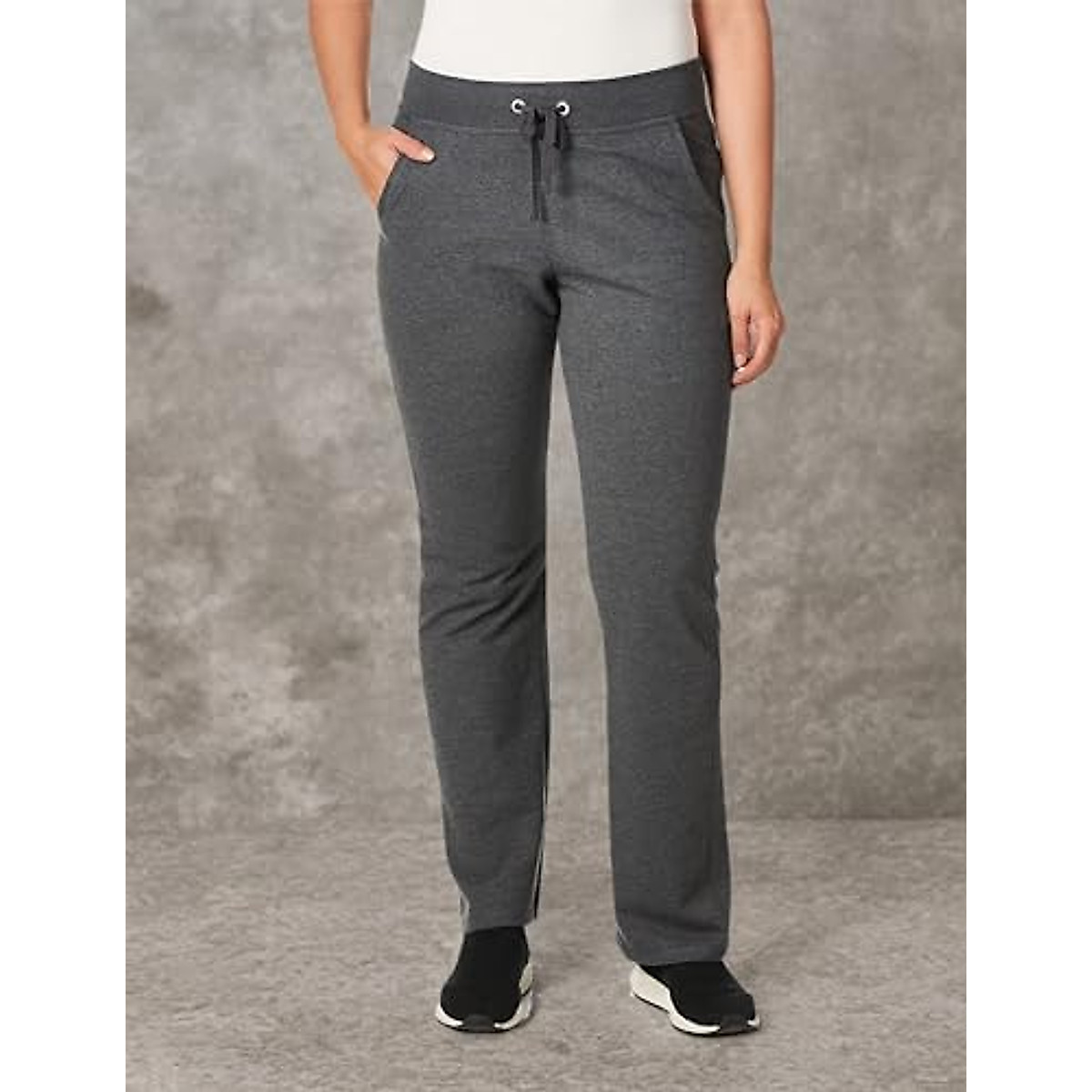Hanes womens French Terry Pocket pants, Charcoal Heather, Medium US