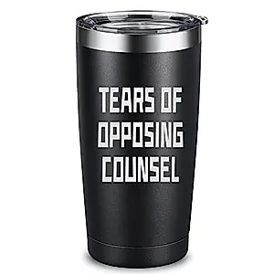 Tears of Opposing Counsel Tumbler - Lawyer Gifts for Lawyer, Funny Appreciation Gifts for Lawyer, Attorney, Paralegal Law Students Graduation - 20 Ounce Black Engraved Insulated Tumbler