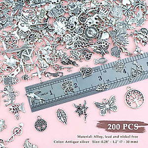 JIALEEY 200 PCS Wholesale Bulk Lots Jewelry Making Charms Mixed Smooth Tibetan Silver Metal Charms Pendants DIY for Necklace Bracelet Jewelry Making and Crafting