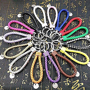 ocharzy Key Chains Handwoven Leather Keychain Simple Car Key Chain Accessories Keychain Gift for Men and Women (Pack of 1, Orange)