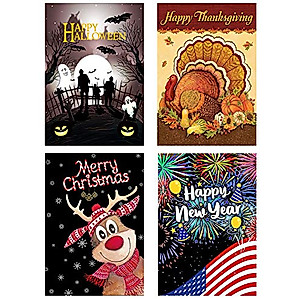 Seasonal Garden Flags Set of 12 Double Sided Burlap 12.5 x 18 Inch House Flags,Small Garden Flags for Outside,Easter Spring Summer Garden Flags,Seasonal Flags for Outdoor Decorations Flags