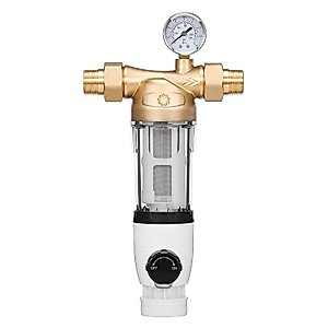 Airthereal Spin Down Water Sediment Filter, Pre-Filtration System for Whole Home, Water Filter for City and Well Water, 40 Micron Reusable Sediment Backwash Filter with 1" MNPT + 3/4" FNPT Connector