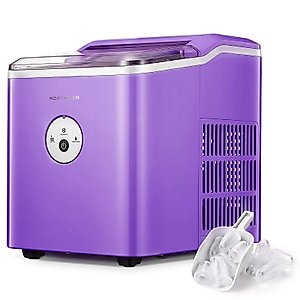 Ice Makers Countertop, 9 Cubes Ready in 5 Mins, 30lbs in 24Hrs, Portable Ice Maker Machine with Ice Scoop and Basket, Bullet-Shaped Ice for Home/Kitchen/Office/Party/RV, NORTHCLAN