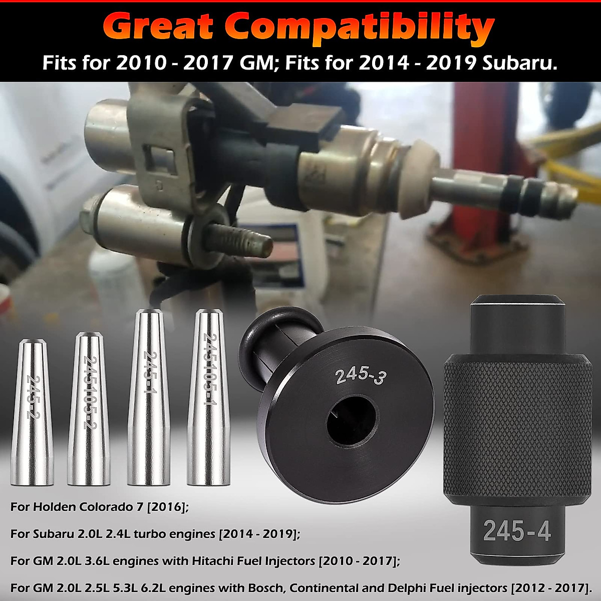 GM245 Fuel Injector Seals Tools Set Perfectly Compatible with GM Subaru Engines, Replaces for #EN-49245, EN-51105 and #18683AA000