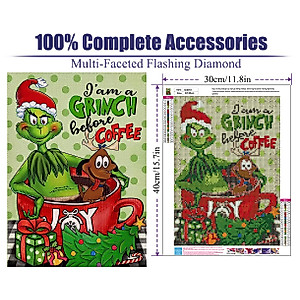 Christmas Diamond Art Kits for Adults, 5D Adults Diamond Painting Kits DIY Diamond Gem Art Full Drill Crystal Rhinestone Arts and Crafts Christmas Diamond Dots for Home Wall Decor 12X16Inch