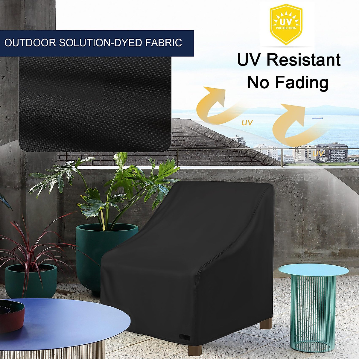 NettyPro Patio Adirondack Chair Cover Waterproof Outdoor Furniture Swivel Recliner Rocking Lounge Deep Seat Chair Cover, Fits up to 30" W x 33" D x 34" H, 2 Pack, Black