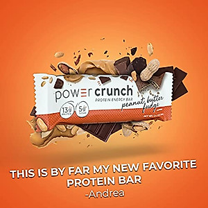 Power Crunch Whey Protein Wafer Bars, High Protein Snacks with Delicious Taste, Peanut Butter Fudge, 1.4 Ounce (12 Count)