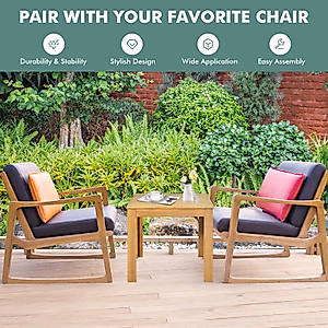 Tangkula Outdoor Square Side Table, Oversize Adirondack Side Table, Acacia Wood Frame w/Oil Finished, All-Weather, Indoor Outdoor Patio Poolside End Table, Weight Capacity 220lbs, 18 x 18 x 16 Inch