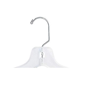 NAHANCO 505MG Plastic Shirt Hanger, Middle Heavy Weight, 17", Clear with Molded Rubber Grippers and Chrome Hook, Clear (Pack of 100)