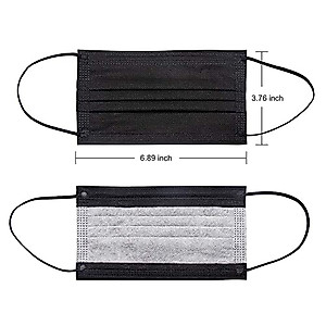 Comix Face-Mask with 3-Layer Black Disposable Face Masks, Pack of 50