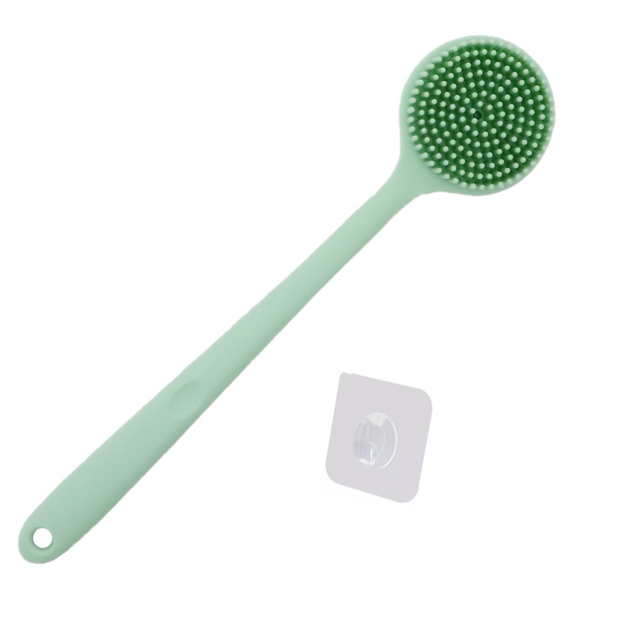 Cinlitek Silicone Body Scrubber, Long Handle Back Scrubber for Shower Brush,Exfoliating Body Scrubber, Shower Scrubber for Body Brush, Soft Silicone Bath Brush for Men,Women&Kids,with a Free Hook