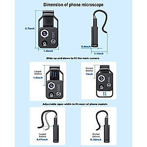 DDCHEN 200X Phone Microscope with LED Light, Microscope with Universal Phone Clip Compatible with iPhone/Andriod Phone,The Best Portable Microscope to Enjoy Microworld for Kids and Adults. (Black)