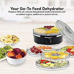 Elite Gourmet EFD319 Food Dehydrator, 5 BPA-Free 11.4" Trays Adjustable Temperature Controls, Jerky, Herbs, Fruit, Veggies, Dried Snacks, Black
