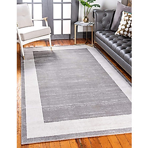 Unique Loom Jill Zarin Uptown Collection Area Rug - Yorkville (8'x 10' Rectangle, Gray/ Ivory)