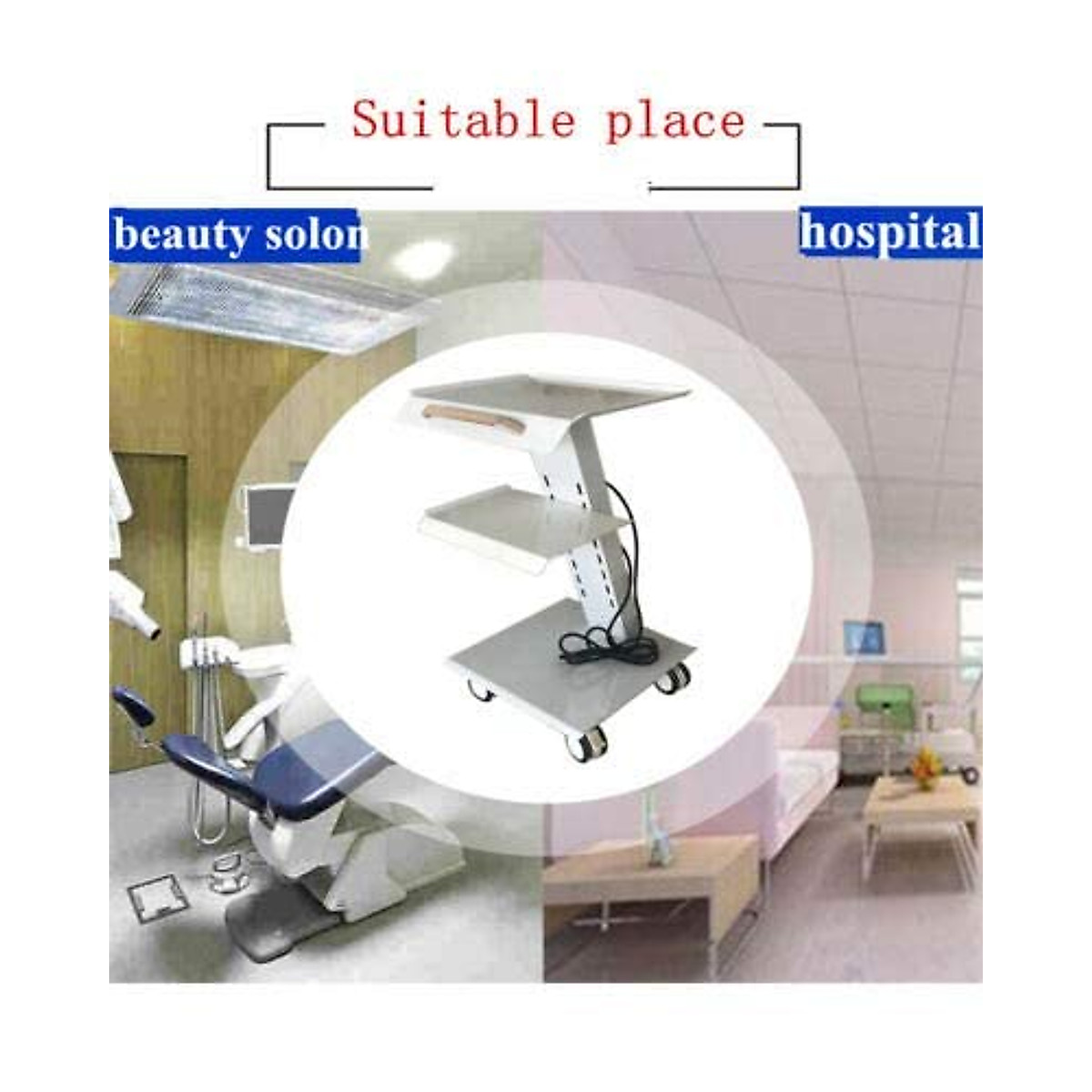 3-Tier Utility Medical Cart Stainless Steel Hospital Medical Dentistry Trolley Portable Mobile Beauty Salon Rolling Cart Tool Instrument Station Storage Trolley Care Cart (410x360x770mm)