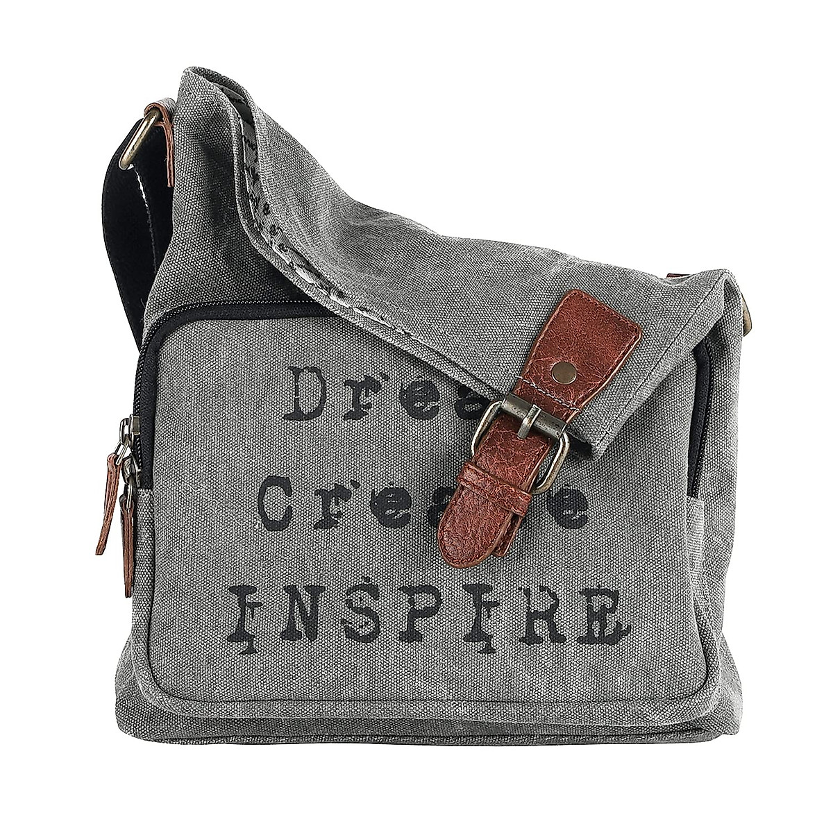 Mona B Dream Create Inspire Upcycled Canvas and Genuine Leather Trims Crossbody