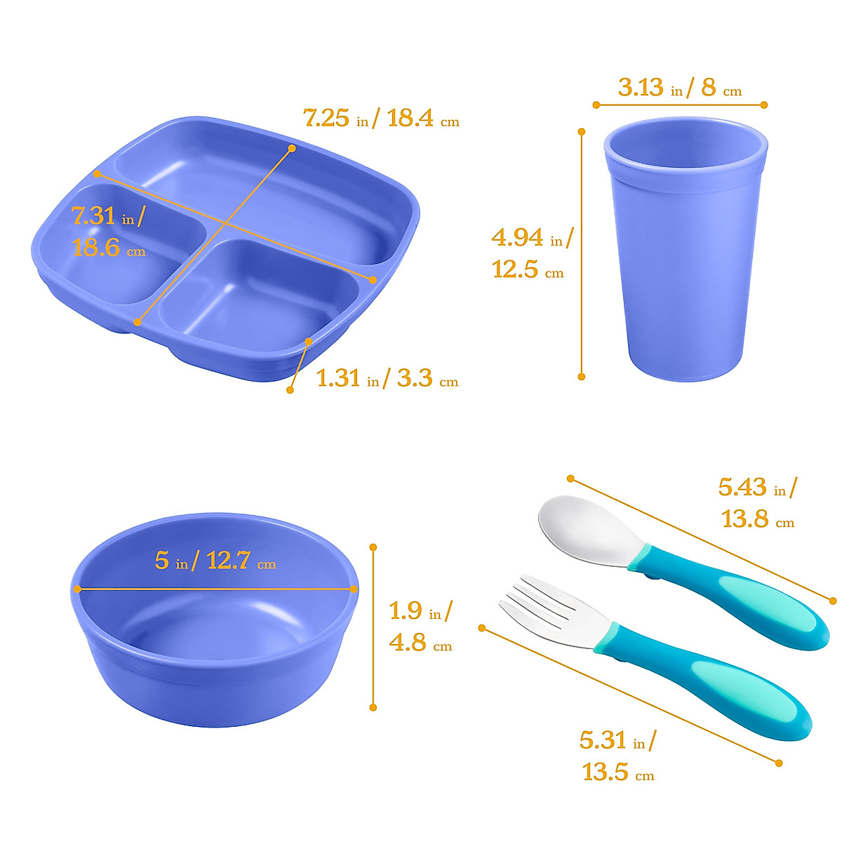 ECR4Kids My First Meal Pal Combo Set, Children's Tableware, Blue, 15-Piece