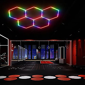 LED Hexagon RGB Garage Light, RGB Hexagon Light - Multi-Mode Light Color Change, for Private Garage KTV Bar Basement Gym Lighting, 5 Pack