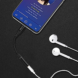 GLUBEE USB C to 3.5mm Audio Adapter, Android Headphone Jack Adapter, Android Aux Adapter, USB C to Audio Braided Nylon Cable DAC Adapter, Compatible with Most USB-C Smart Phones